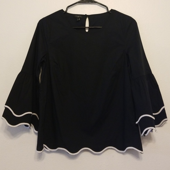 Talbots | Tops | Talbots Black Top Wembroidered Scallopedge | Poshmark